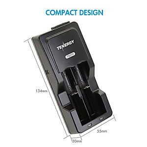 Tenergy TN270 Li-ion Battery Charger for 18650/18500/14500 Rechargeable Batteries, 2 Bays Fast Smart Charger for Flashlights/Digital Cameras Batteries