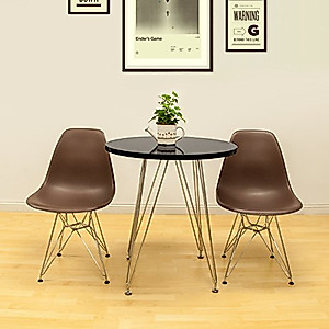 Ergo Furnishings Mid-Century Modern Eiffel Tower Café Table Wood Top, Black