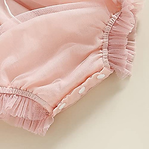 CREAIRY Baby Girl Butterfly Wings Short Sleeve Romper Dress Lace Tulle Tutu Dress Bodysuit Jumpsuit Birthday Summer Outfits (Pink, 9-12 Months)