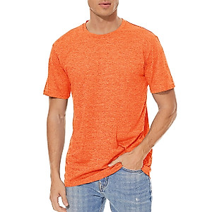 TACVASEN Gym Shirts Men Short Sleeve Workout Running Crew Neck Summer Shirts Athletic Shirts for Men Dry Fit Tshirt Shirts for Men Light Orange