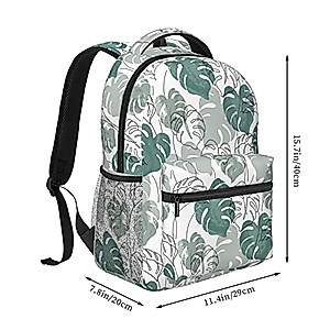 BoeHiop Abstract Monstera Leaves Plant Lightweight Laptop Backpack for Women Men College Bookbag Casual Daypack Travel Bag