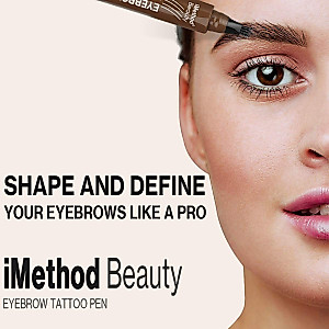 Eyebrow Pen - iMethod Upgrade Eyebrow TattooPen, Eyebrow Makeup, Long Lasting, Waterproof and Smudge-proof, Light Brown