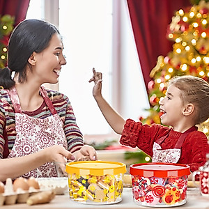 Yaomiao 6 Pcs Christmas Cookie Storage Buckets with Lids Decorative Christmas Themed Plastic Bucket Stackable Snack Container Cookie Jars Winter Candy Containers for Holiday Baked Goods Gift Giving