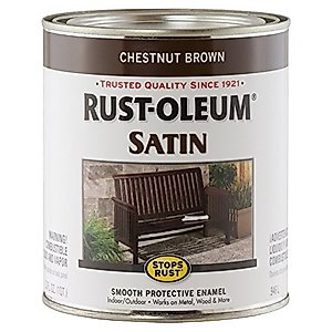 Rust-Oleum 7774502 Stops Rust Brush On Paint, 1 Quarts (Pack of 1), Satin Chestnut Brown (Packaging may vary)