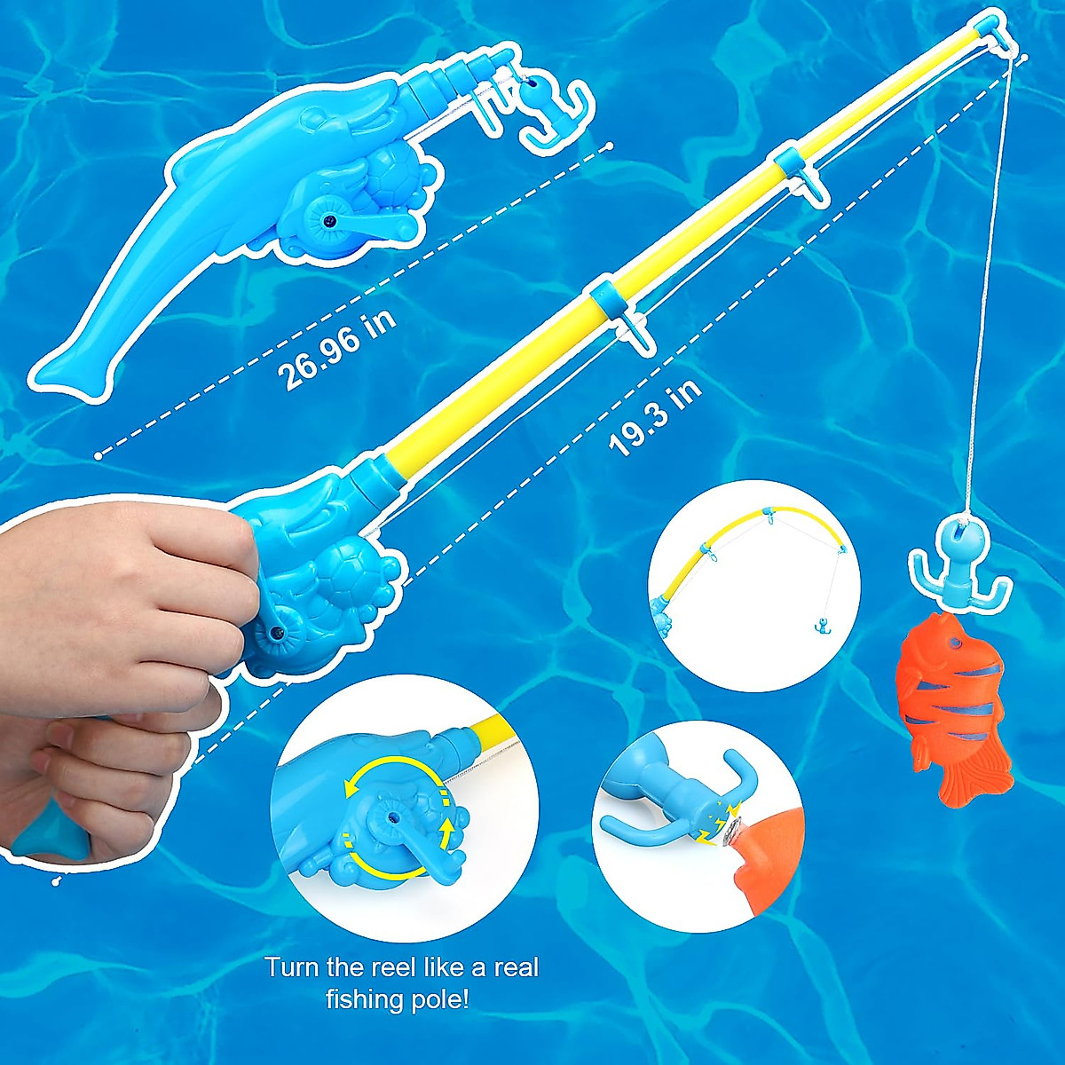 TOY Life 4-Player Magnetic Fishing Game for Kids 3-5, Kids Fishing Pole, Toddler Fishing Pole, Magnetic Fishing Toy, Toddler Bath Toys for Kids, Kids Fishing Rod, Summer Pool Water Fish Toys for Kids