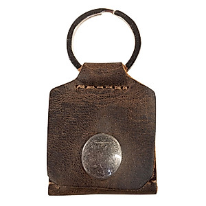 Hide & Drink, Squared Case for SD Card with Keyring, Rustic Keychain for Guitar Pick, Full Grain Leather, Handmade, Swayze Suede