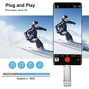 RAOYI 128GB USB C Flash Drive, 2 in 1 USB 3.0 Type C Dual OTG Metal Thumb Drive Jump Drive Memory Stick with Keychain Suitable for USB-C Smartphones, MacBook, Computers and Tablets (Silver)