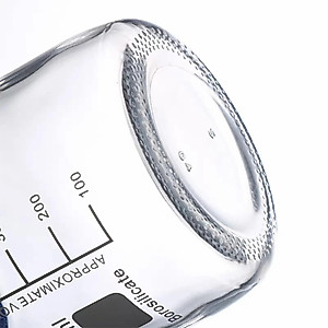 Paalee 6 Pack Graduated Round Reagent Bottle Set, Wide Mouth Borosilicate Glass Lab Media Storage with GL80 Blue Polypropylene Screw Caps, Leakproof and Autoclavable (250ml)