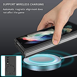 CCSamll Magnetic Phone Case for Samsung Galaxy Z Fold3 5G Compatible with Magsafe, Military-Grade Shockproof Case with Built-in Magnet Circle for Samsung Galaxy Z Fold 3, MS Black
