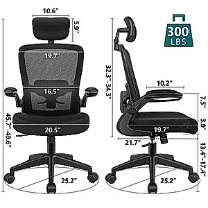 FelixKing Ergonomic Office Chair, Headrest Desk Chair with Adjustable Lumbar Support, Home Office Swivel Task Chair with High Back and Armrest, Adjustable Height Gaming Chair(Black)