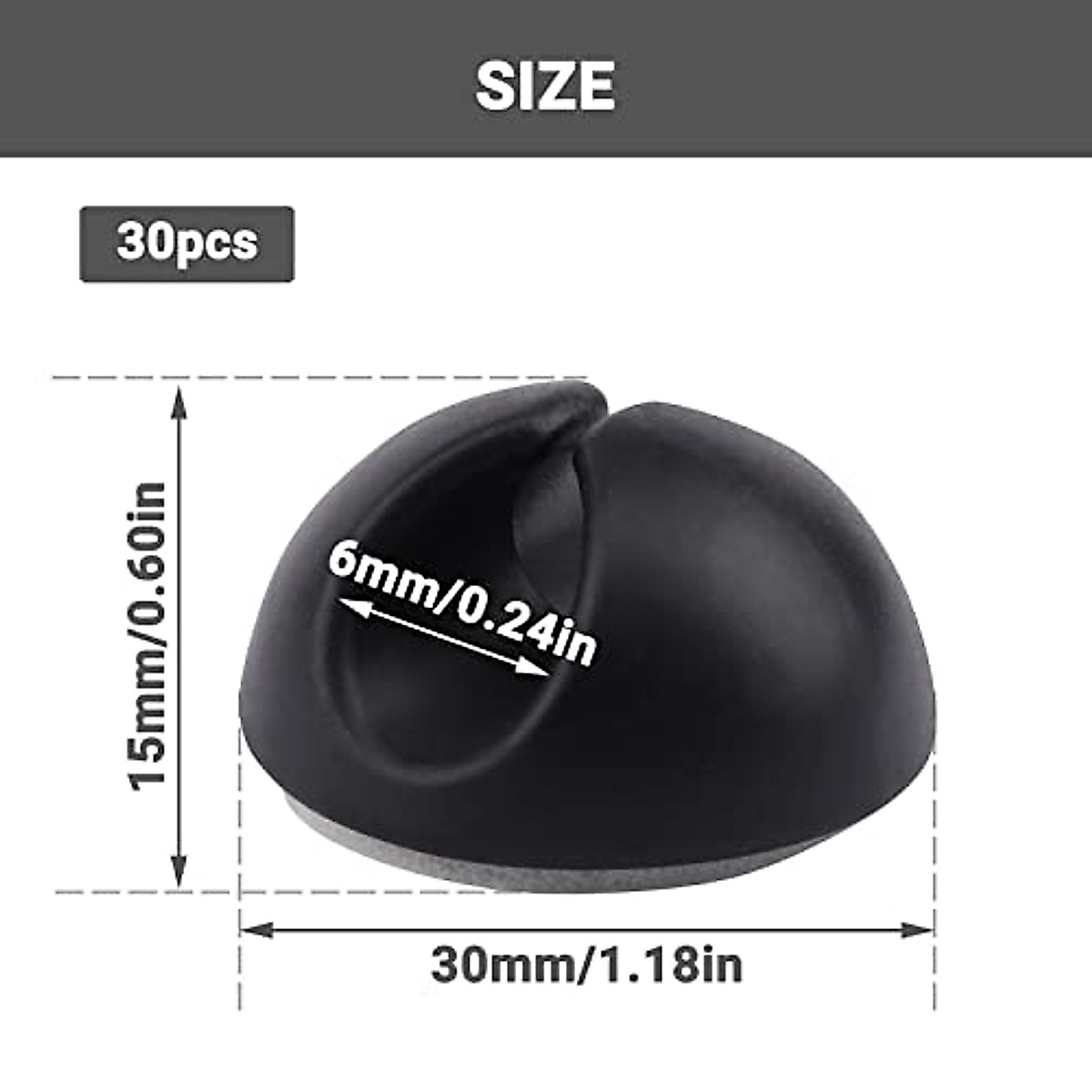 ENPOINT 30 Pack Cable Clips, Adhesive Cable Management,1 Slot Cable Holder Clips Wire Clips Black Cable Organizer for Power Cord, Phone Charger, PC, Car, Office, Home, Nightstand, Charging Accessory