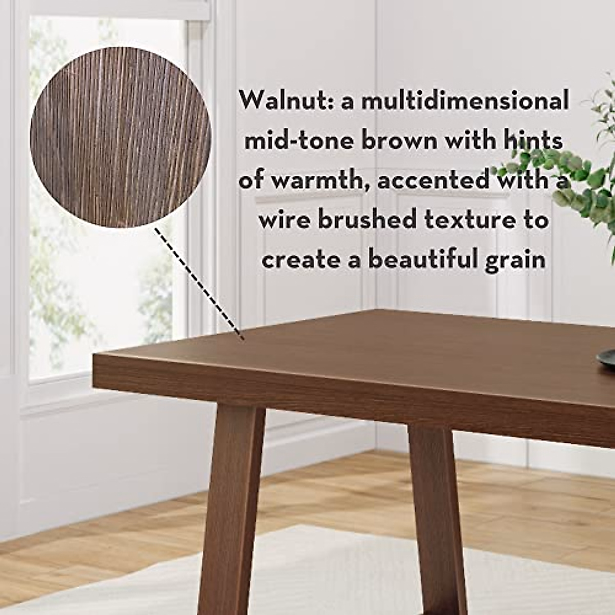 Plank+Beam 72" Farmhouse Dining Table, Solid Wood Kitchen Table, Large Wooden Rectangular Dinner Table for Dining Room, Home Office, Living Room Furniture, Easy Assembly, Walnut Wirebrush