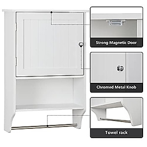 Iwell Bathroom Cabinet Bundle, Bathroom Wall Cabinet with 1 Adjustable Shelf & Door, Medicine Cabinet for Bathroom, Wall Mounted Bathroom Cabinet, White