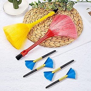 Computer Brush Set Keyboard Dusting Brush 2 Pieces Double Ended Duster Brush and 4 Pieces Fan Brushes Keyboard Cleaning Tool for Computer, Keyboard, Display Screen, Electronic Devices