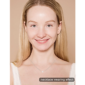 LUCKMORA Single Pearl Necklace for Women 925 Sterling Silver Freshwater Cultured 6.5mm - 7mm Pearls Choker Genuine Floating Pearls Necklaces Real Round White