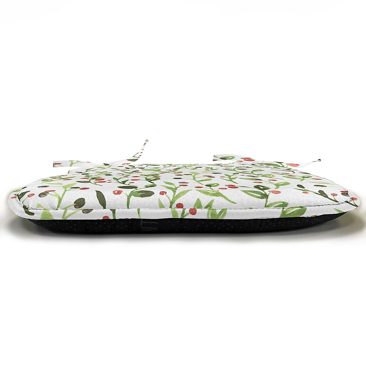 Lunarable Floral Chair Seating Cushion Set of 2, Watercolor Cherry Bloom Branches Leaf Field Fruit Print, Anti-Slip Seat Padding for Kitchen & Patio, 16"x16", Lime and Fern Green Red