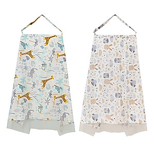 2pcs Nursing Cover for Breastfeeding, Cotton Nursing Cover Breastfeeding Cover with Adjustable Strap Comfortable Breathable Soft Breast Feeding Towel Privacy Feeding Cover with No See Through Type 5