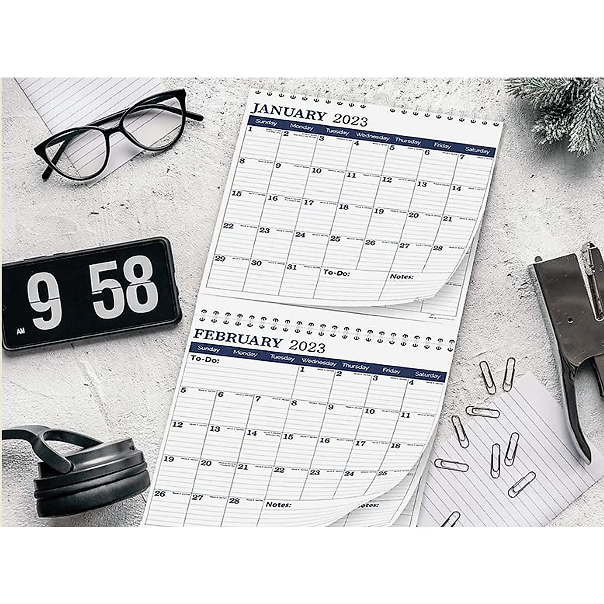 2023-2024 2-Month View Wall Calendar by StriveZen, Move-a-Page, Monthly, Foldable, Vertical, April 2023 - December 2024, 12x 28 Inches, Large, Minimalist, 21 Months