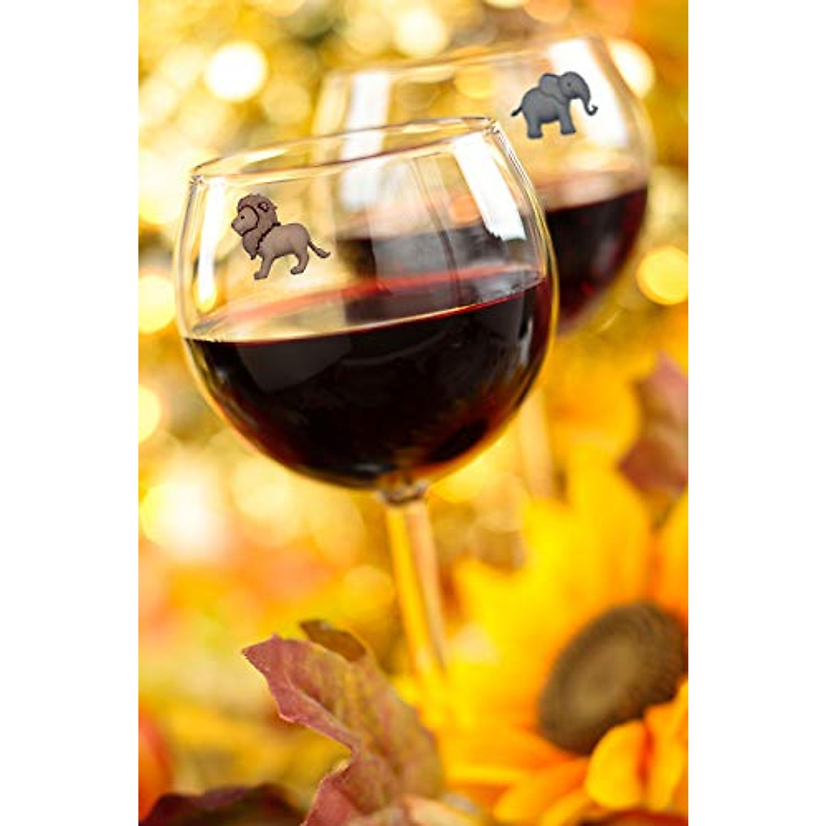 Animal Wine Charms Set of 6 Safari Themed Magnetic Wine Glass Drink Markers