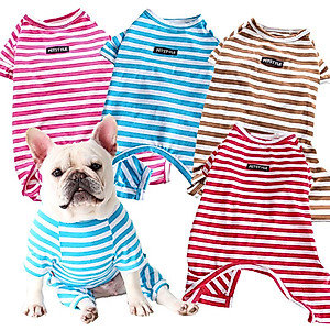 Harikaji Dog Pajamas,Dog Striped Jumpsuit Pet Clothes Leg Cover Pjs for Cats Dogs(Pink,L)