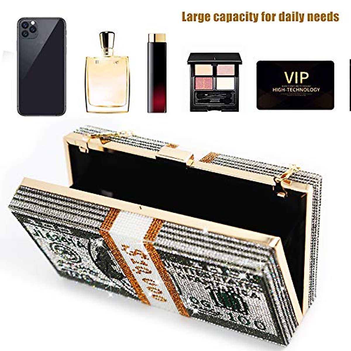 Money Clutch Purse Evening Diamond Purse Rhinestone Purse for Women - Bling Rhinestone Purse for Wedding Party