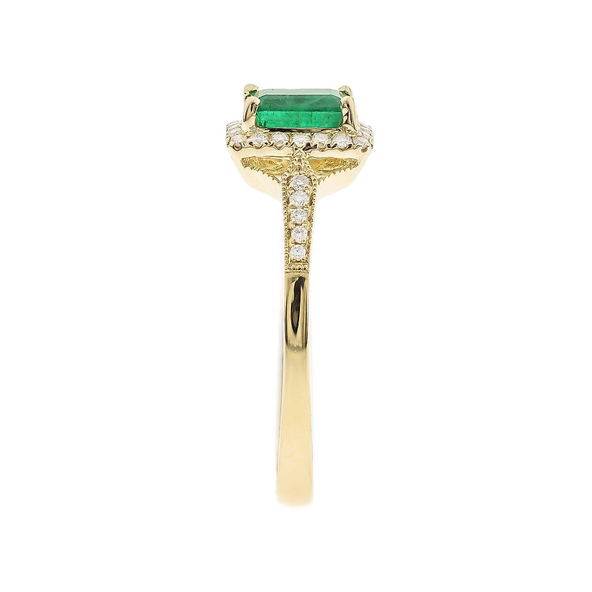 Gin & Grace 10K Yellow Gold Natural Emerald Diamond (SI1) Propose Promise Ring for Women