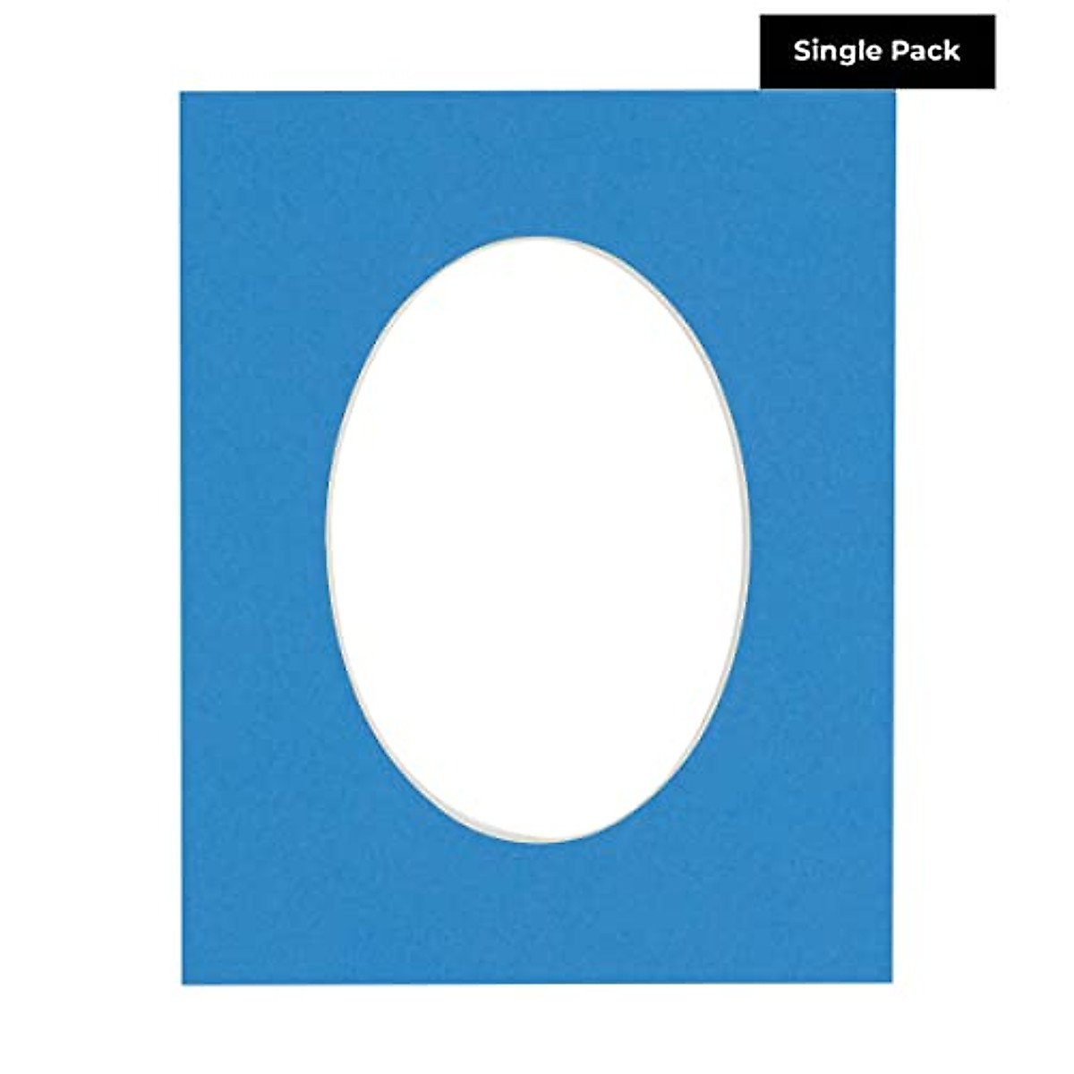 12x18 Mat Bevel Cut for 10x15 Photos - Precut Bay Blue Oval Shaped Photo Mat Board Opening - Acid Free Matte to Protect Your Pictures - Bevel Cut for Family Photos, Pack of 1 Matboard Show Kit With