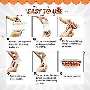 48 Pieces Carnival Party Food Trays Carnival Nacho Trays Disposable Carnival Theme Party Decorations Paper Food Boats for Festival Carnival