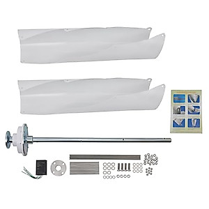 Wind Turbine Wind Generator Kit, 2 Ring Blades Wind Turbine with Controller 400W 12V DC, Vertical Axis Wind Generator Kit Wind Generator Windmill for Home Garden Boat Street Lighting (White)