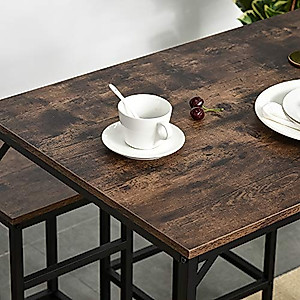 HOMCOM 5-Piece Industrial Dining Table Set, Bar Table & 4 Stools Set, Space Saving for Pub & Kitchen, Black/Brown