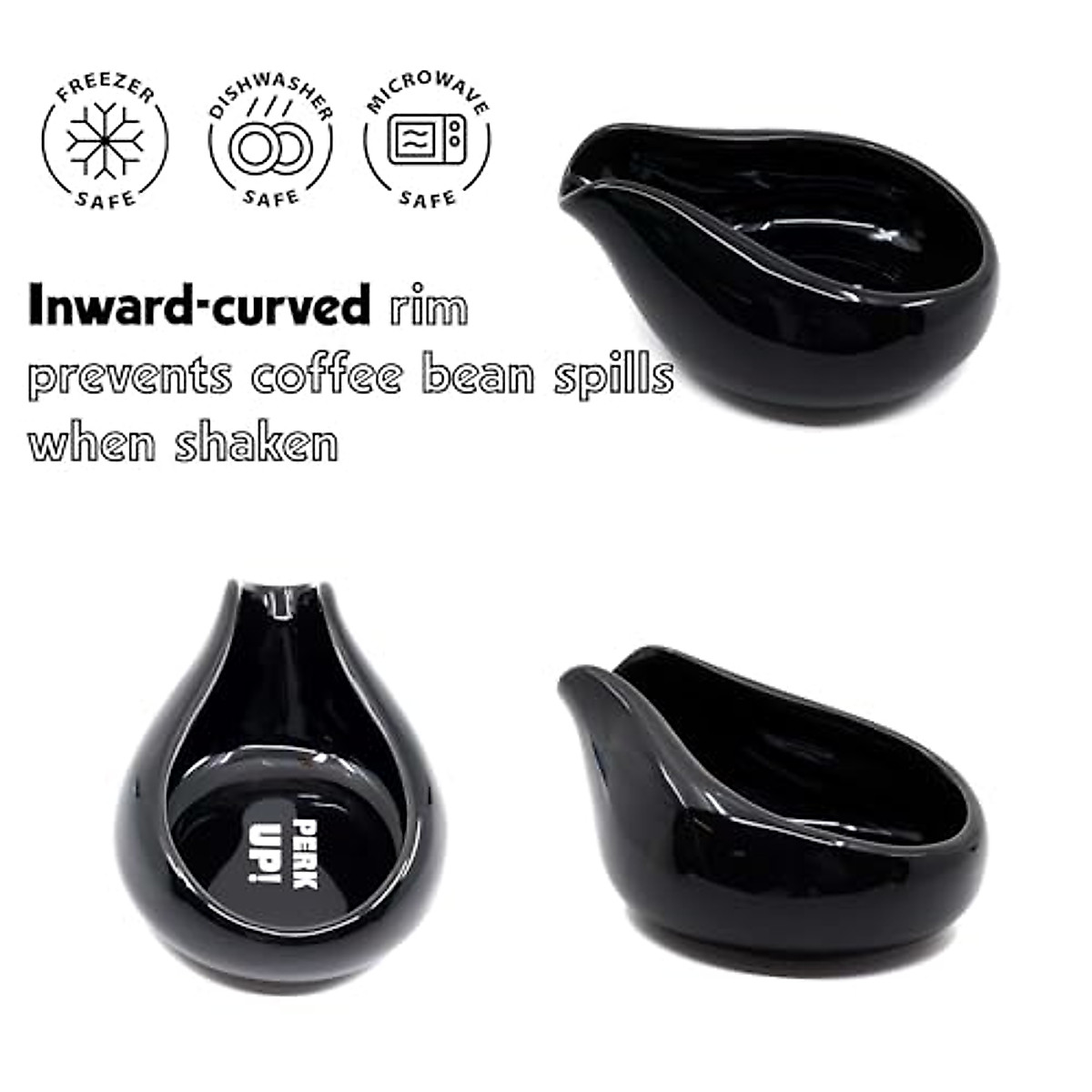 Set of 3 Coffee Dosing: Ceramic Coffee Dosing Cup, RDT Spary Bottle, Measuring Cup Hold Up to 30g Coffee, Ceramic Single Dosing Tray For Coffee (Black)
