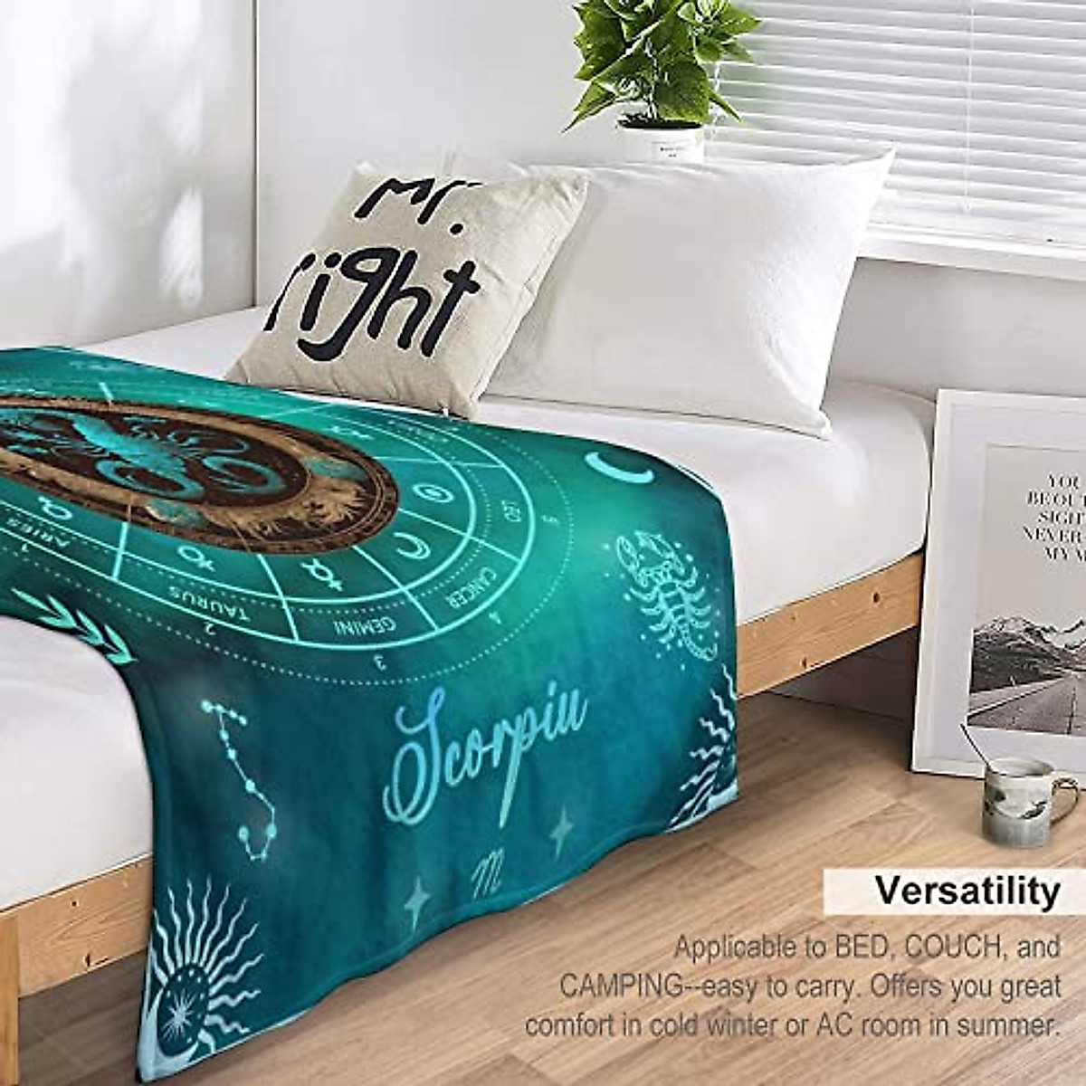 NICEFORNICE Scorpio Blanket Gifts, 50"x40" Rectangular Flannel Zodiac Throw Blanket Cozy, Blankets Gift for Boys Girls Teen Women Men Tarot Cards Lovers Birthday Anniversary Festival