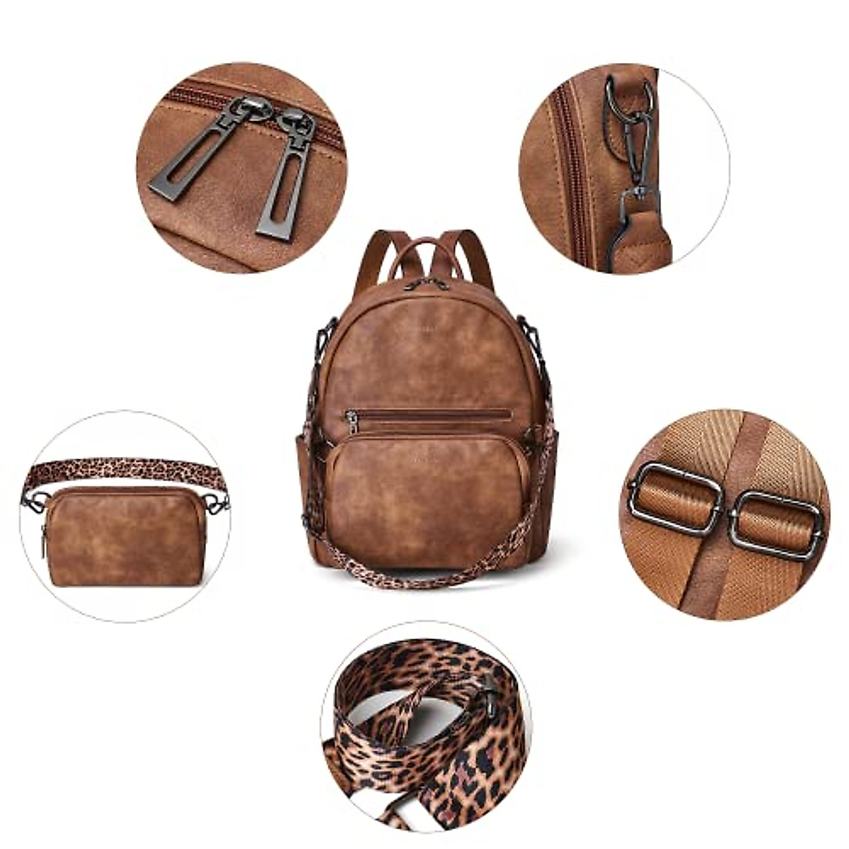 YIQUN Backpack Purse for Women, Leather Purse Backpack Shoulder Bag Designer women backpack Travel Backpack with Belt Bag