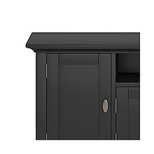 SIMPLIHOME Redmond SOLID WOOD Universal TV Media Stand, 72 inch Wide , Farmhouse Rustic, Living Room Entertainment Center, Storage Shelves and Cabinets, for Flat Screen TVs up to 80 inches in Black