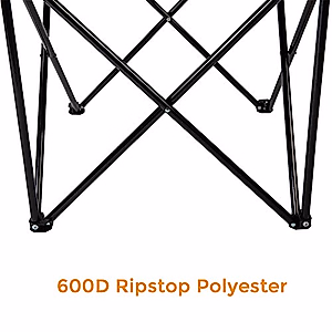 Pacific Pass Quad Camp Chair w/ Built-In Cooler and Cup Holder, Includes Carry Bag - Navy/Gray