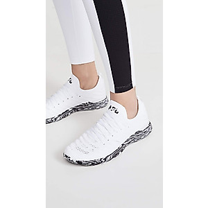 APL: Athletic Propulsion Labs Women's Techloom Wave Sneakers, White/Black/Marble, 7 Medium US