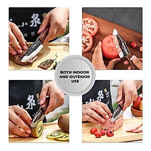 ZHANG XIAO QUAN SINCE 1628 Butcher Knife with Sheath, 8 inch Viking Boning Knife High Carbon Steels Hunting Knife For Outdoor Camping BBQ(B)