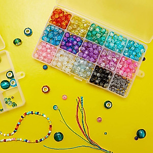 Bead Storage Containers, Jewelry Organizer with Lids, 15 Grid, Dividers (6.9 x 3.9 in, 6 Pack)