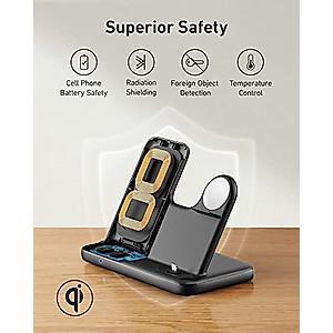 Anker 544 Wireless Charger (4-in-1 Stand) with 60W Quick Charge DC Adapter and 5 ft Cable for iPhone 14/14 Pro/14 Pro Max/13/13 Pro Max, MFi Certified for Apple Watch SE/7/6/5/4/3/2/1, AirPods