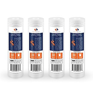 Aquaboon 1 Micron 10" x 2.5" Grooved Sediment Water Filter Replacement Cartridge for Any 10 inch RO Unit, Whole House Sediment Filtration, Compatible with P5, AP110, WFPFC5002, CFS110, RS14, 4-Pack