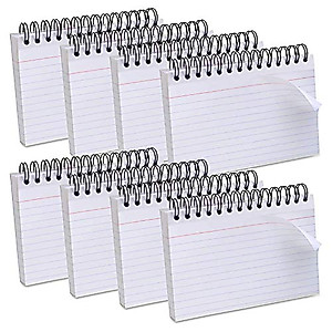 Koogel 400 Pages Index Card, 3 x 5 Inch White Learning Card Note Cards 8 Pack of White Paper Ring Index Cards Bulk Index Cards for Home School Office