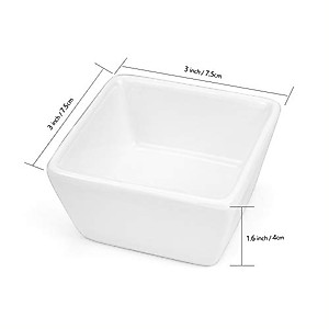 Foraineam 12 Pack 3 Oz Porcelain Dip Bowl Set, White Ramekins Condiments Server Dishes, Dipping Sauce Bowls for Vinegar, Ketchup, BBQ Sauce, Seasoning