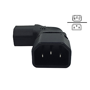 CERRXIAN Right Angle IEC 320 C14 3 Pin Male to C13 Female PDU PSU UPS Power Extension Adapter Receptacle for LCD LED TV Wall Mount