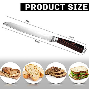YSYONM Bread Knife 8 Inch Serrated Bread Knives Stainless Steel Sharp Edge Bread Slicing Knife for Cutting Crusty Bread, Pastry, Cake & Homemade Bread