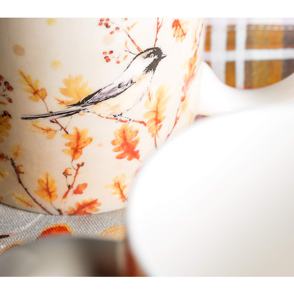 Maison d' Hermine Coffee Mug Set with Handles Fine Bone China Mug Pack of Two for Restaurant Microwave & Dishwasher Safe Perfect Gifts for Mothers Day Teacher Men & Women (Oak Leaves, 12 Ounce)