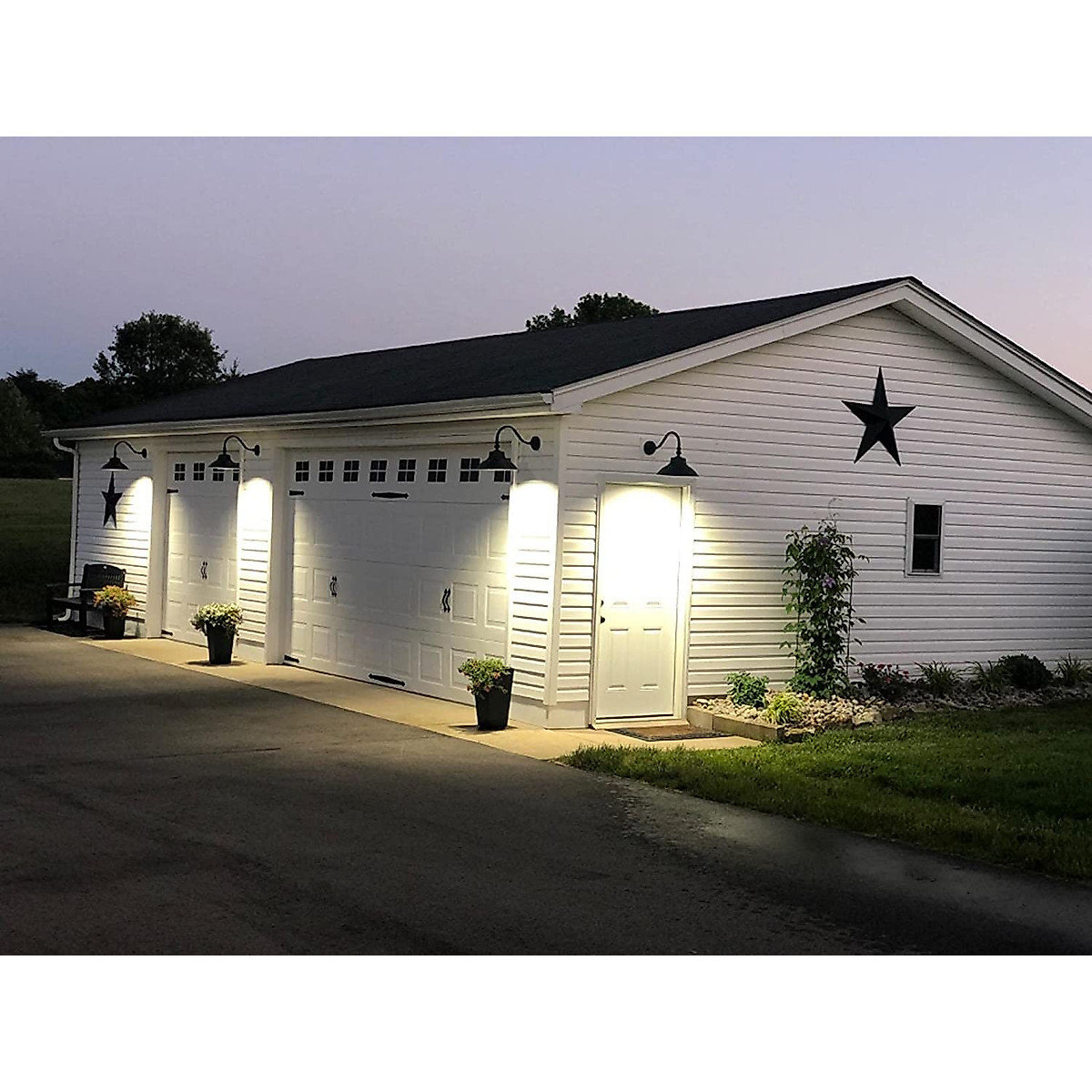 14in.Outdoor Gooseneck Barn Light,42W 4200lm Exterior LED Light Fixture with Wall Mount for Patio,Photocell Included,Black Industrial Porch Light Fixture for Farm,Entryway,Garage-3000K Warmlight-2Pack