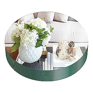 VASUHOME 12" Round Mirror Centerpieces for Tables, Mirror Tray Set for Wedding and Party Decorations, Circle Mirror Plates with Smooth Edge and Cushioned Feet, 2mm Thick