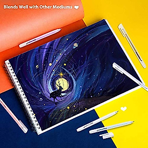 Ohuhu 20 Packs Gold Silver White Gel Ink Pen 10 Colors Fine Point White Pens for Highlighting on Markers Colored Pencils Watercolor Paintings Black Paper Drawing Coloring Adult Kids Artists