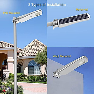 Solar Street Lights Outdoor Waterproof - 80Wh 2500LM Dusk to Dawn Area Lighting, LED Wide Angle Security Lamp with Motion Sensor, Remote Control for Yard, Garden, Parking Lot, Stadium, Barn
