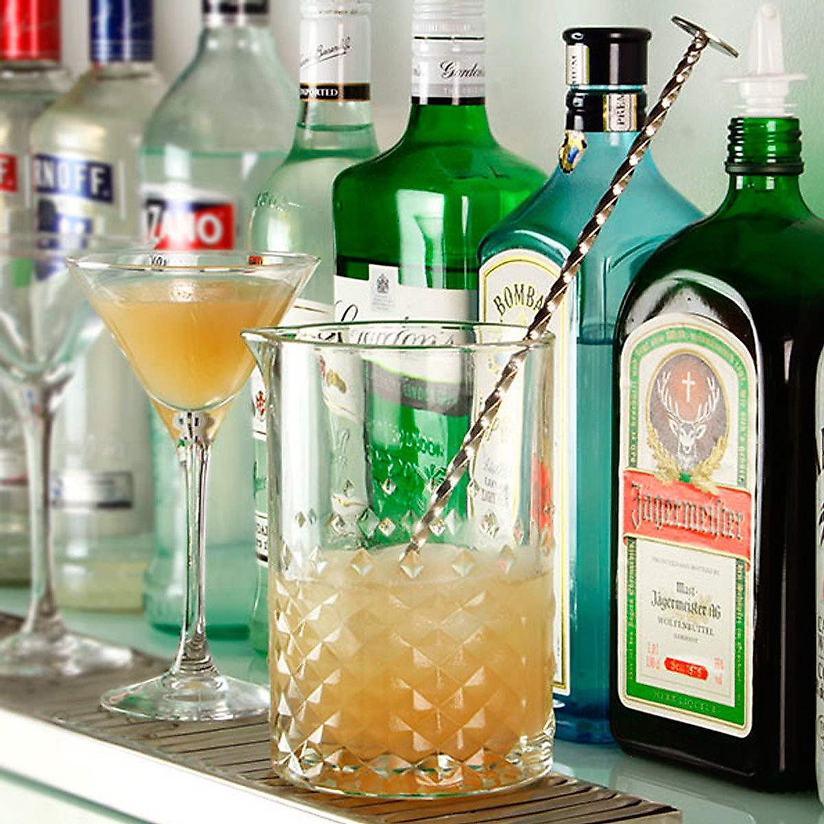 Libbey Glass Studded Mixing Glass with Julep Strainer & Pourer - 750 ml